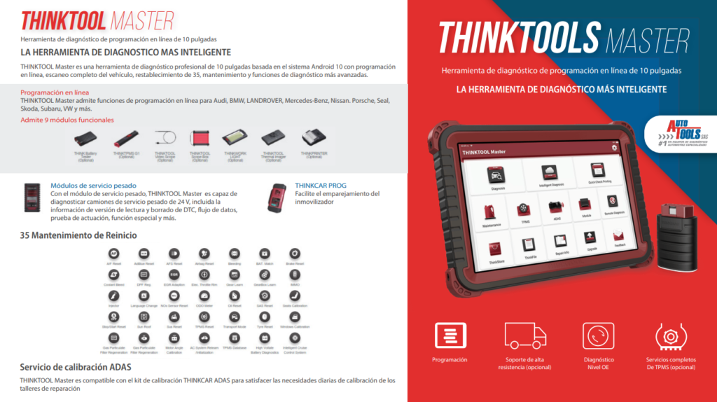 ESCANER 12 V Y 24 V THINKCAR THINKTOOL MASTER – Autotools