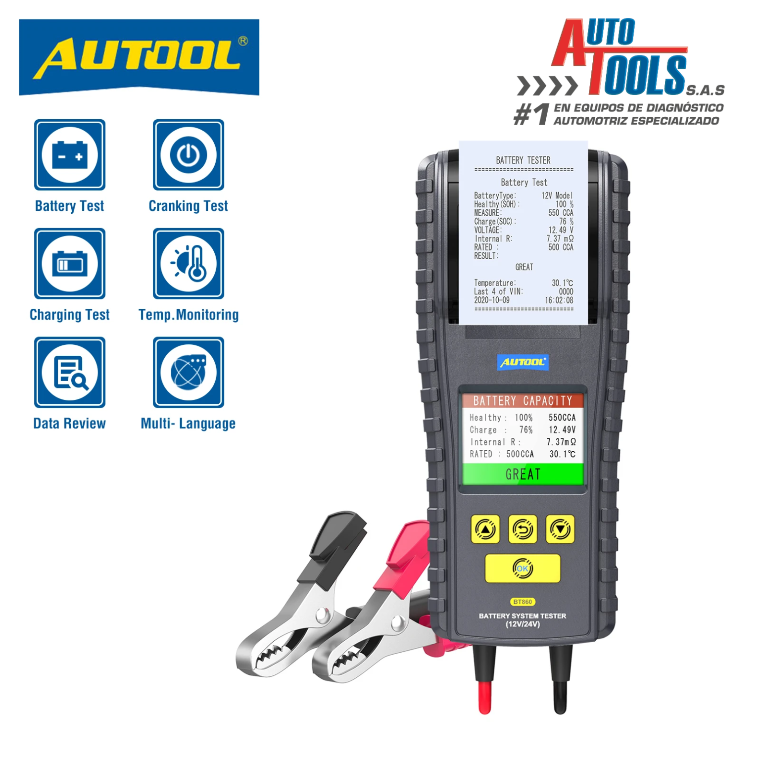 ANALIZADOR DE BATERIAS Y SISTEMA ELECTRICO AUTOOL BT860 – Autotools